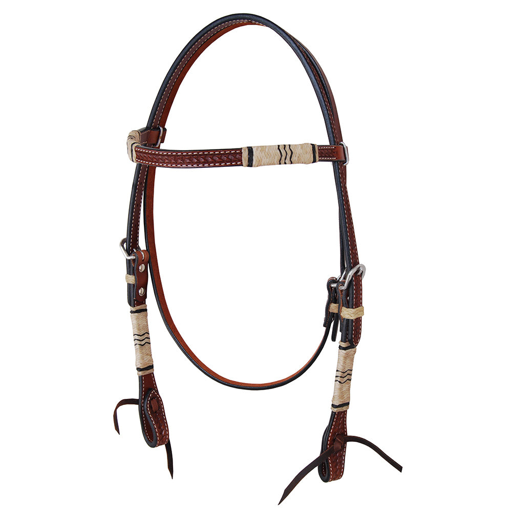 Rawhide Braid and Basket Tooled Browband Headstall by Oxbow Tack ...