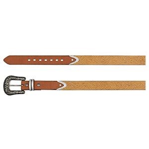 GIRLS BELT TAN W/TOOLED PATTERN by Catchfly – Block Saddle Company, LLC