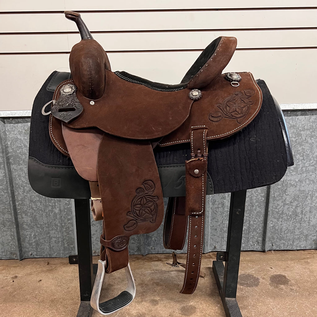 14” Pozzi Pro Barrel Saddle by Double J Saddlery – Block Saddle Company, LLC