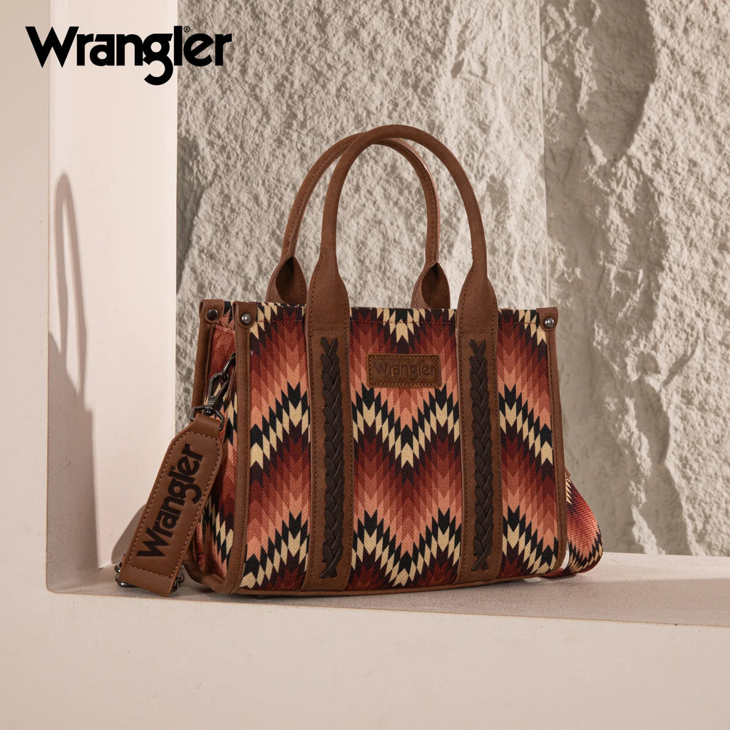 Wrangler Southwestern Pattern Dual Sided Print Tote/Crossbody – Block ...