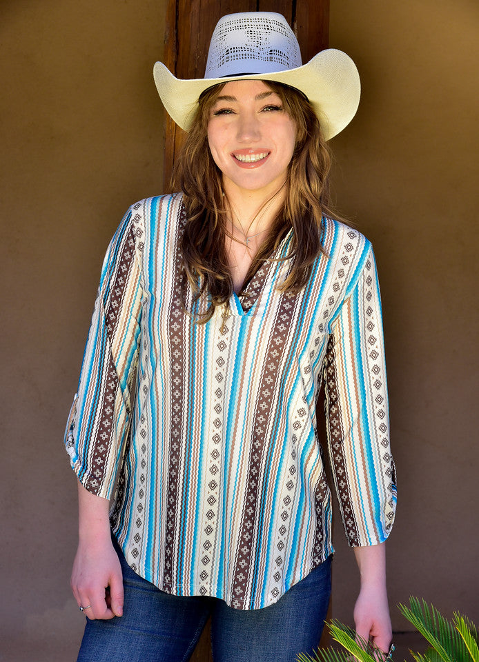 Women's 3/4 SLEEVE SERAPE TOP BY COWGIRL HARDWARE – Block Saddle ...